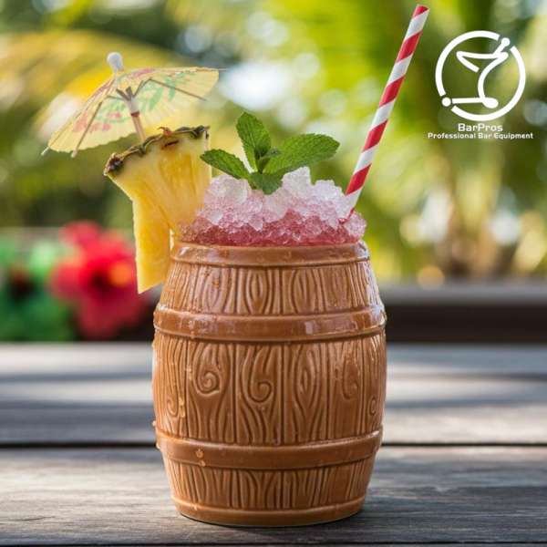 Barrel Tiki Cocktail Mug - 510 ml, Brown Ceramic - BarPros